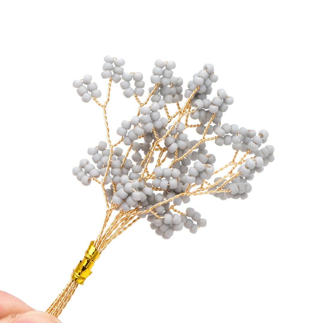 10pcs Beaded Leaf Sprigs on Gold Wire, Flower Tassel Hair Accessories ...