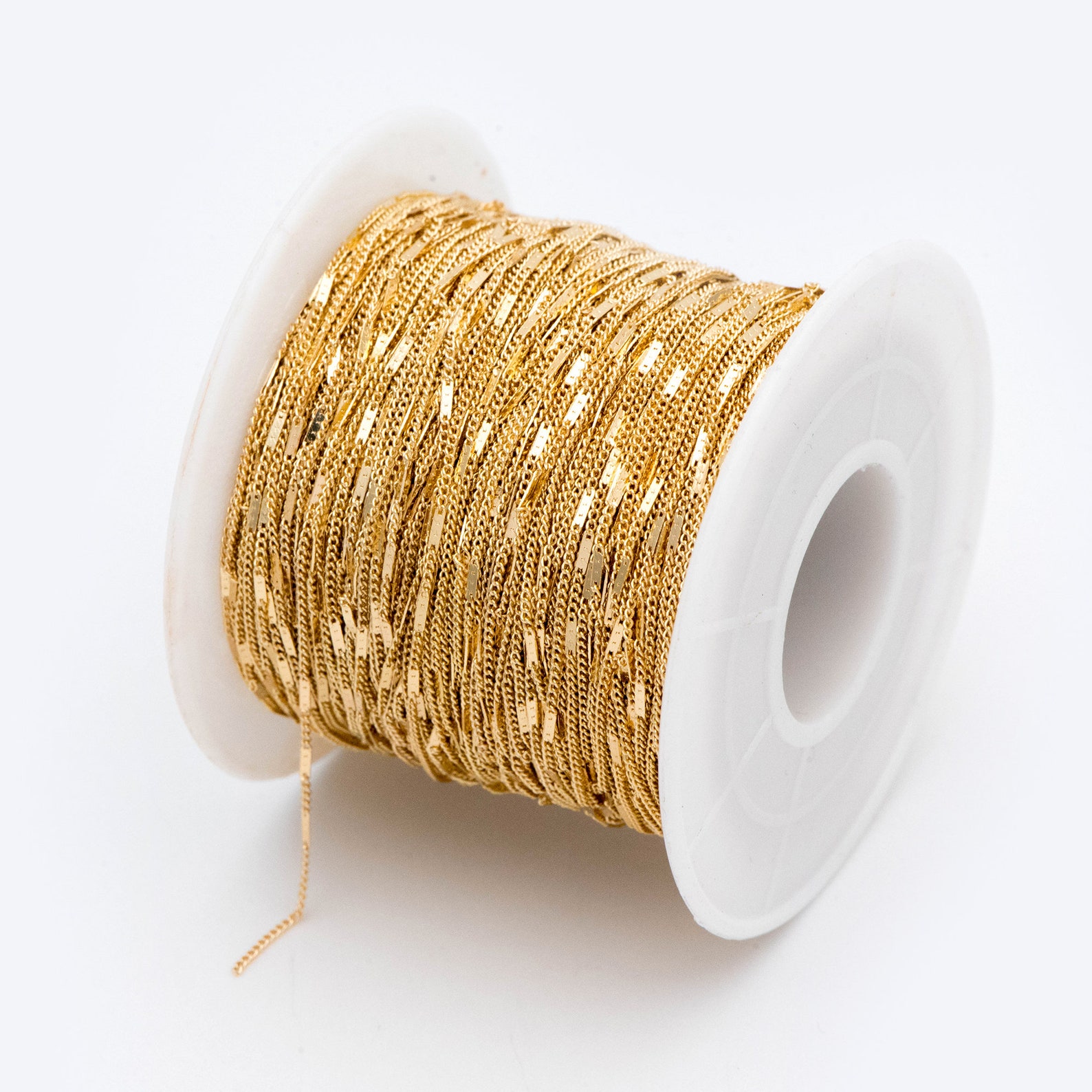 Gold Flat Circle Chains 1mm Tiny Curb Chains 18K Gold Plated - Etsy