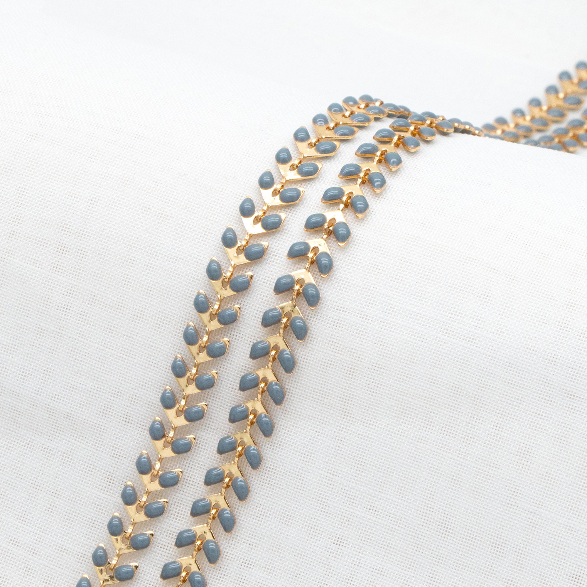 Gold Plated Brass Enamel Chevron Chain 6.3mm, Herringbone Flat Arrow ...