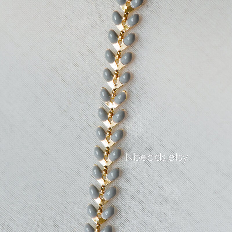Gold Plated Brass Enamel Chevron Chain 6.3mm Herringbone Flat - Etsy