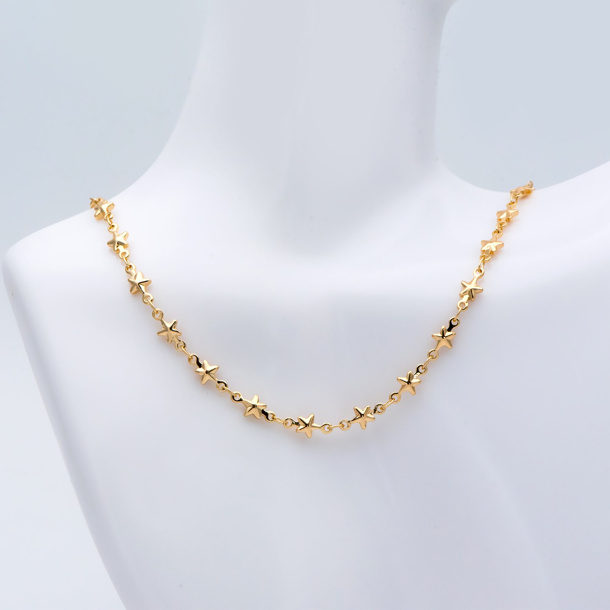 Gold Star Chain 18k Real Gold Plated Brass Chain Quality Etsy