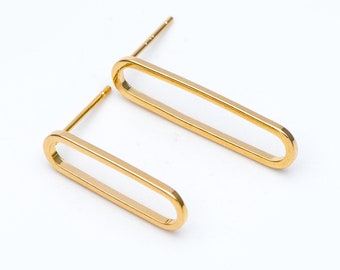 10pcs Long Oval Ear Posts 18K Gold Plated Brass Minimalist | Etsy