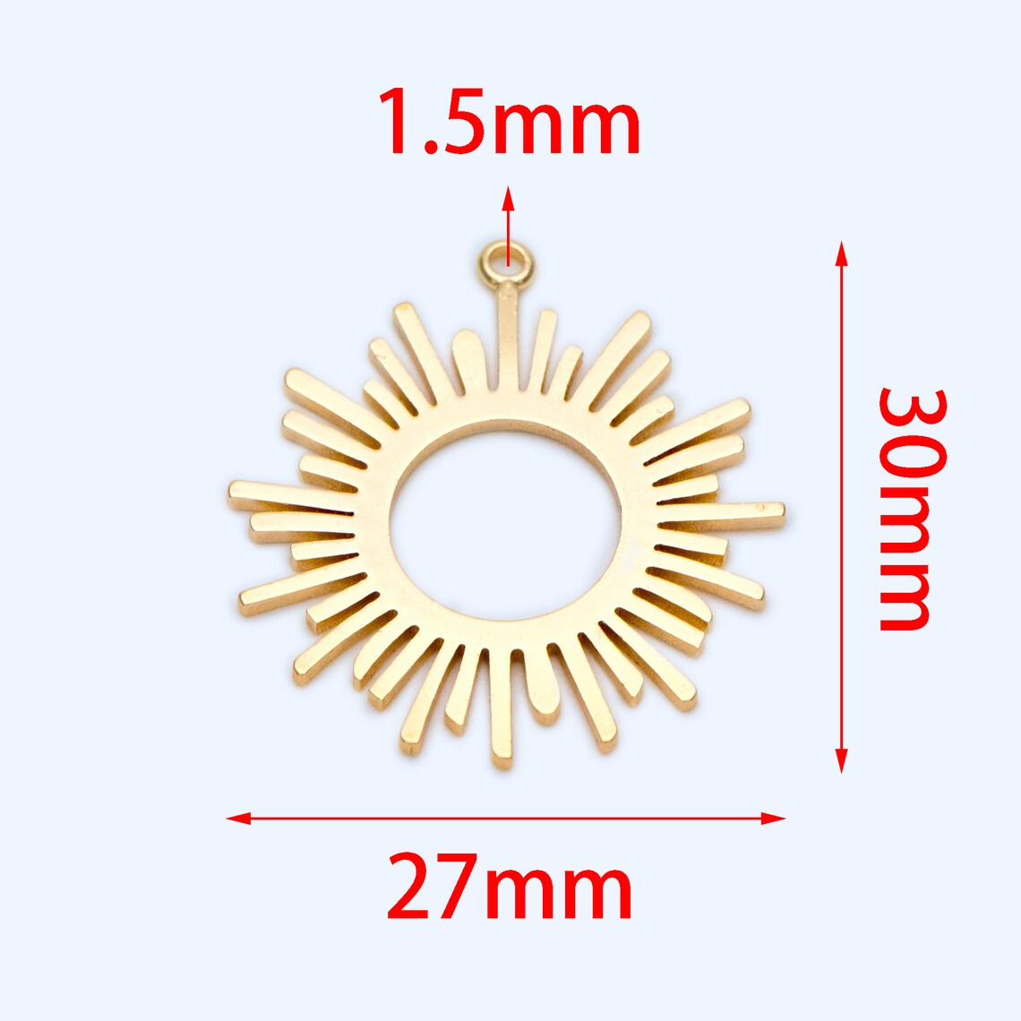 10pcs Gold Round Sun Charms 30x27mm 18K Gold plated Brass | Etsy