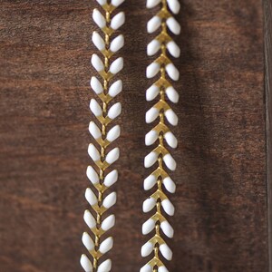 White Enamel Brass Arrow Chain 6mm, Flat Chevron Chain, Herringbone ...