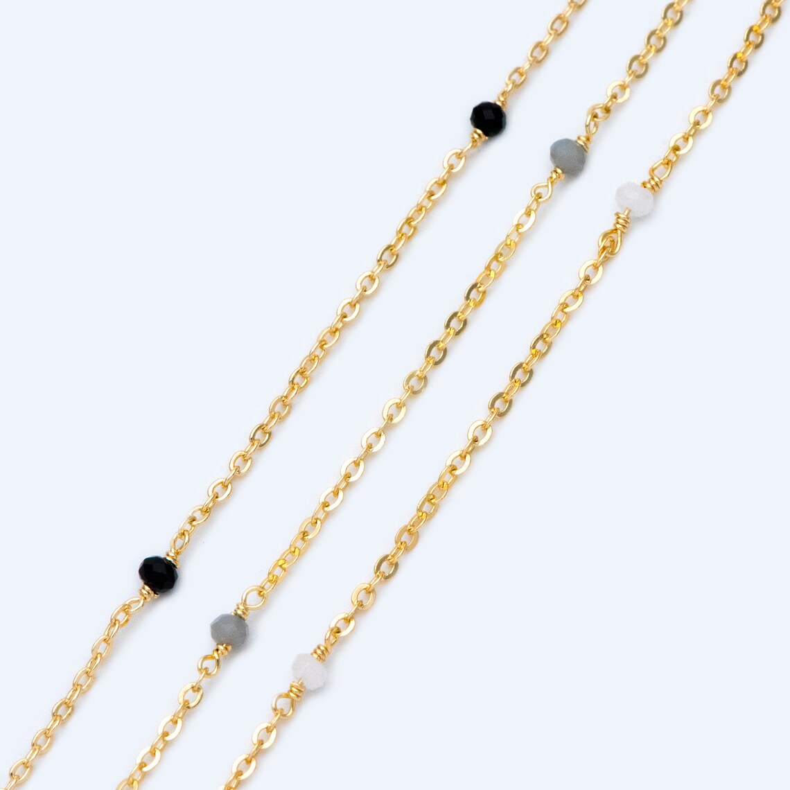 Gold plated Brass Crystal Bead Chains 2mm Beaded Chains with | Etsy