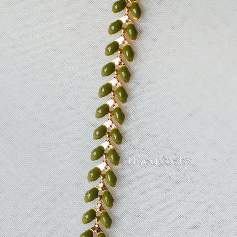 Gold Plated Brass Enamel Chevron Chain 6.3mm Herringbone Flat - Etsy