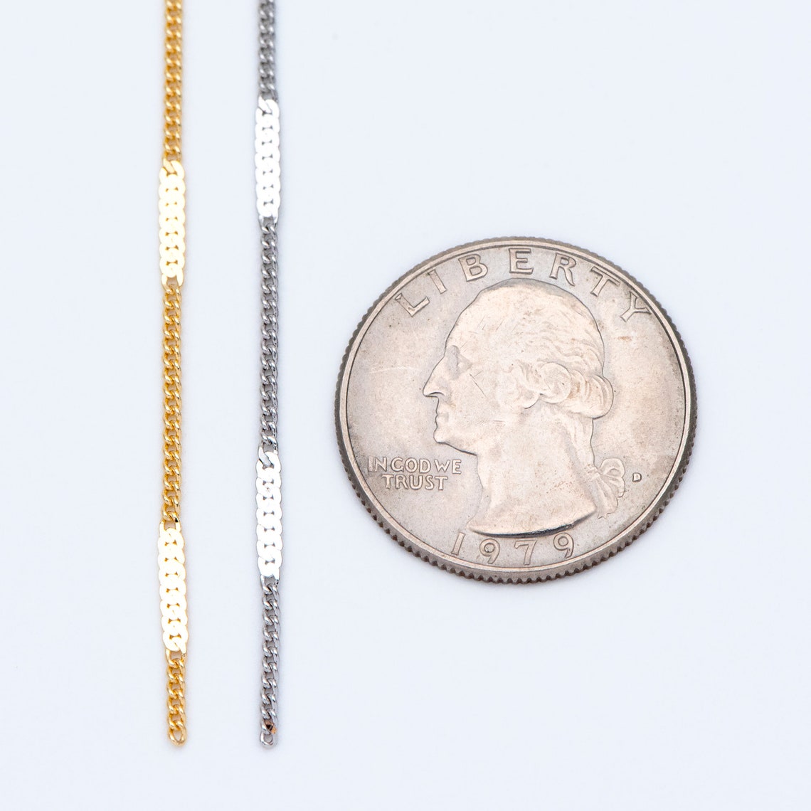 Dainty Gold/ Silver tone Flat Link Chains 1.9mm Real Gold/ | Etsy