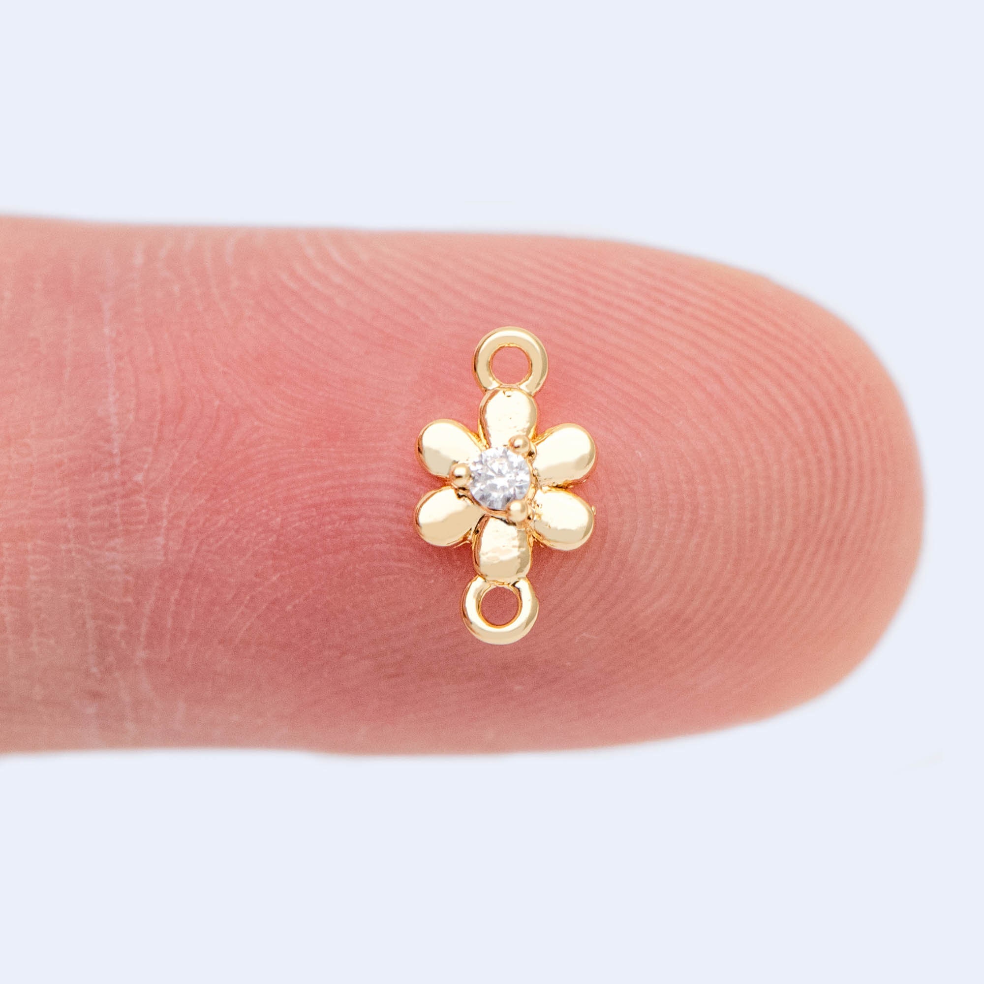 10pcs CZ Pave Gold Flower Charm Connectors 9x5mm 18K Gold - Etsy