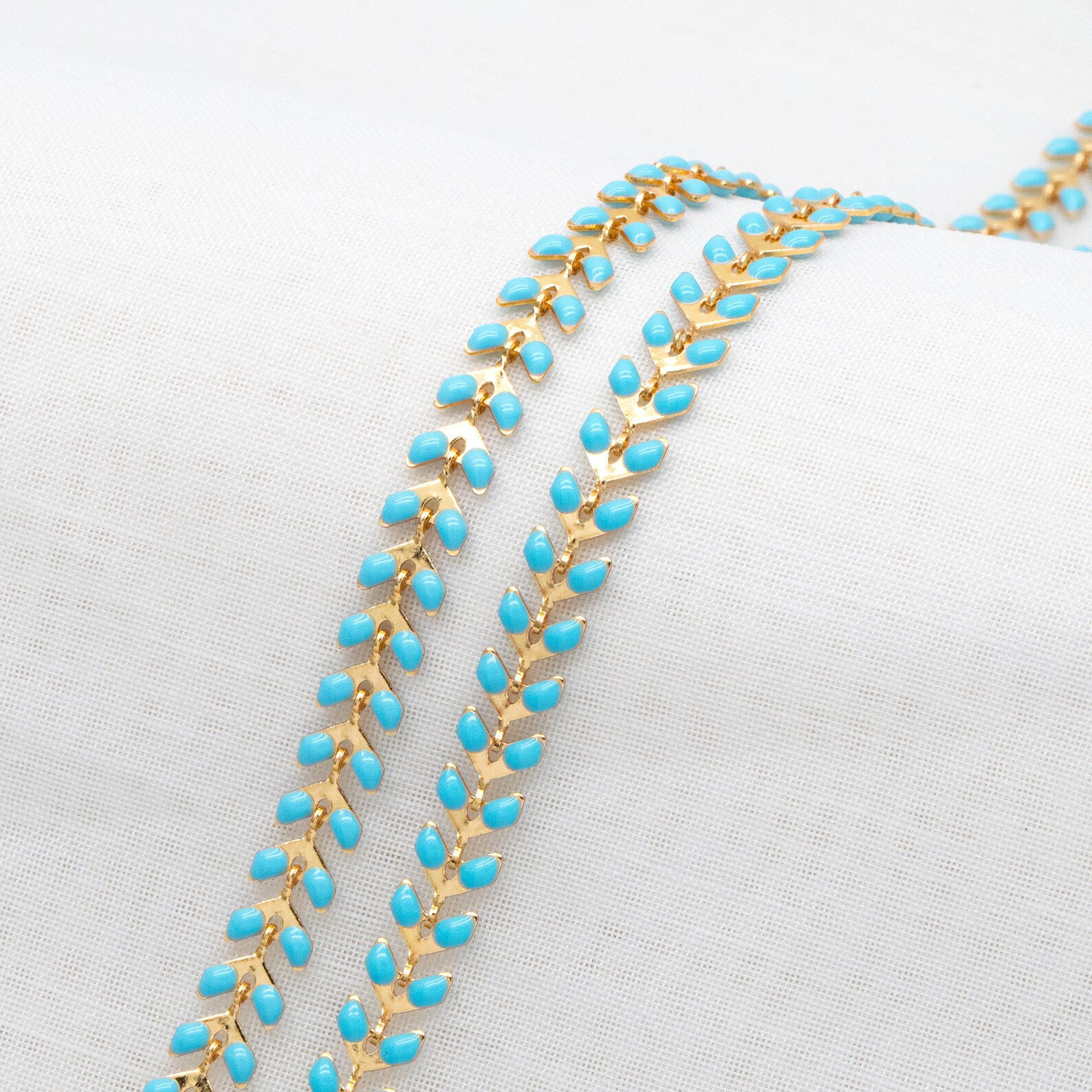 Gold Plated Brass Enamel Chevron Chain 6.3mm, Herringbone Flat Arrow ...