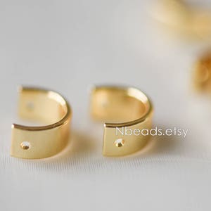 10pcs Gold Round Bead Frame Charms, Real Gold Plated Brass Half Ring ...