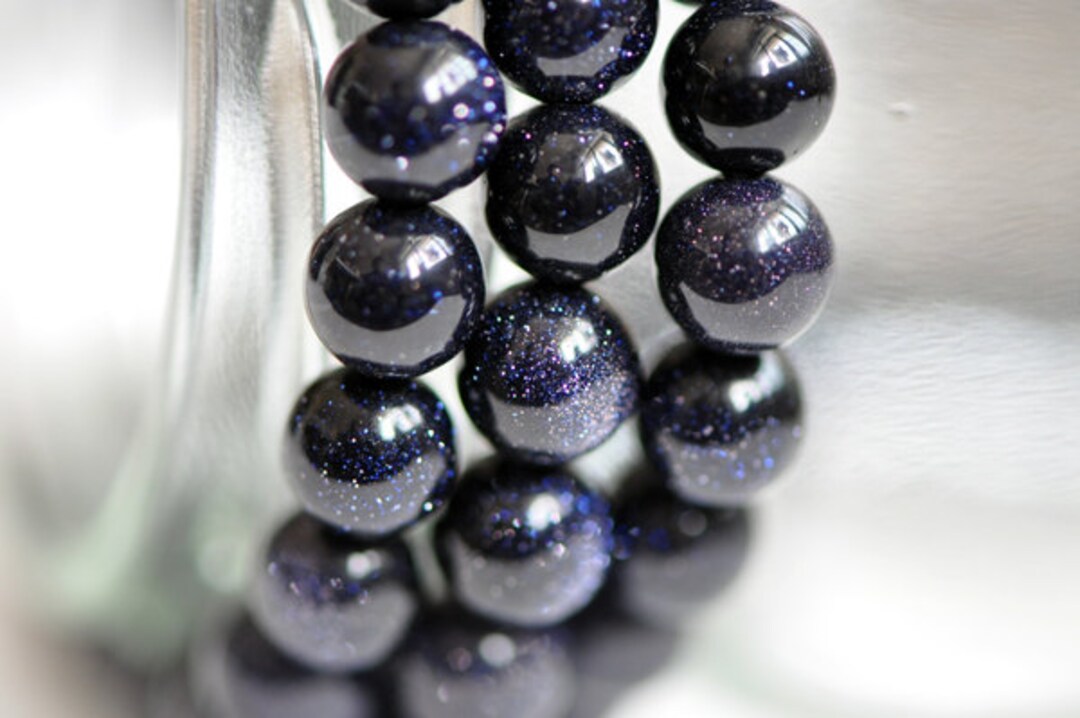 Smooth Round Blue Sand Natural Stone Beads 3/4/6/8/10/12mm Multi-size ...