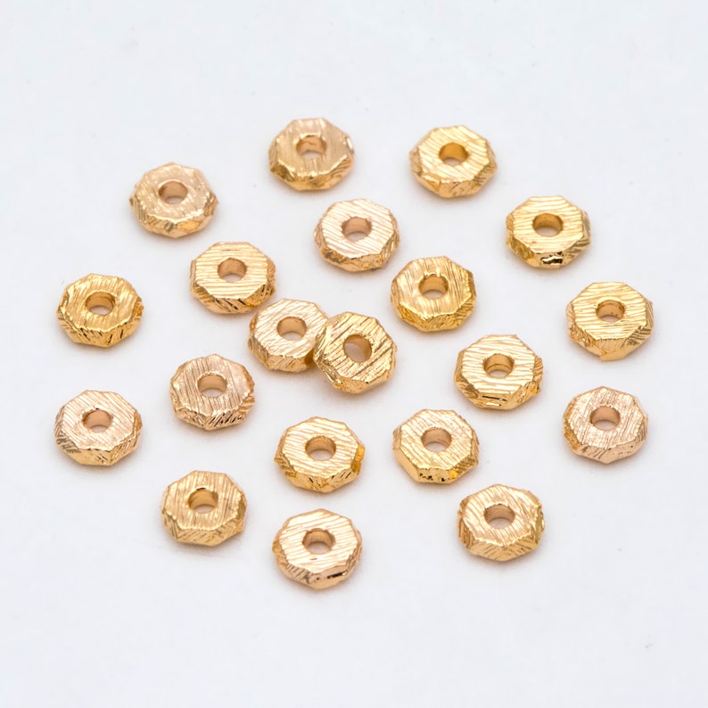 20pcs Gold Brushed Octagonal Spacer Beads 4.5mm, Jewelry Making ...