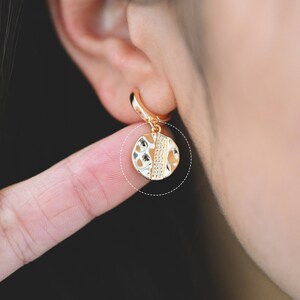 10pcs Hammered Disc Charms 12mm, Gold Plated Brass Tags, Round Disk ...