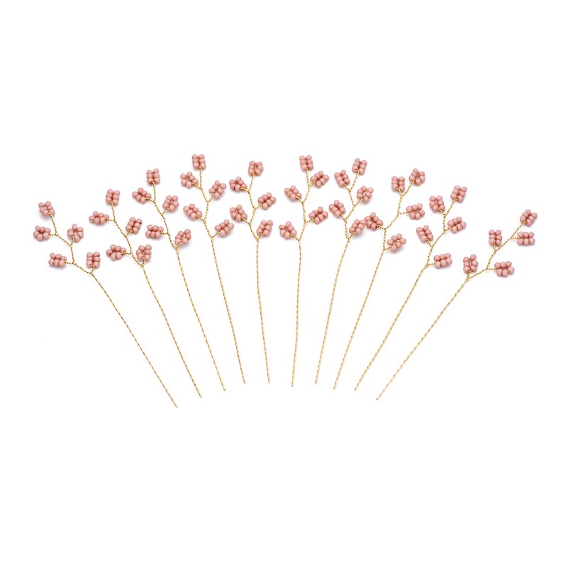 10pcs Beaded Leaf Sprigs on Gold Wire, Flower Tassel Hair Accessories ...