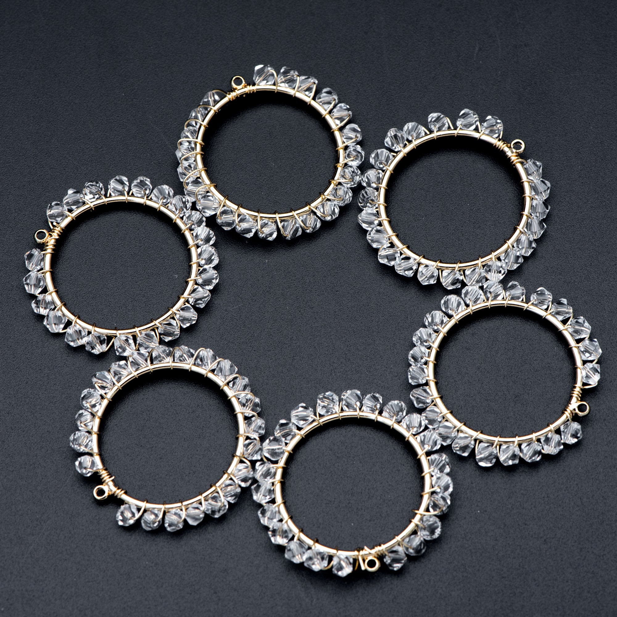 10pcs Gold Beaded 29mm Round Circle Charms Wired Crystal - Etsy