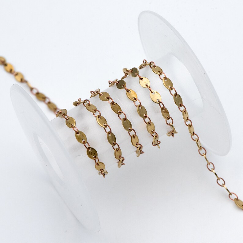 Raw Brass Oval Disc Chains 3x5mm, Handmade Disk Geometric Chain ...