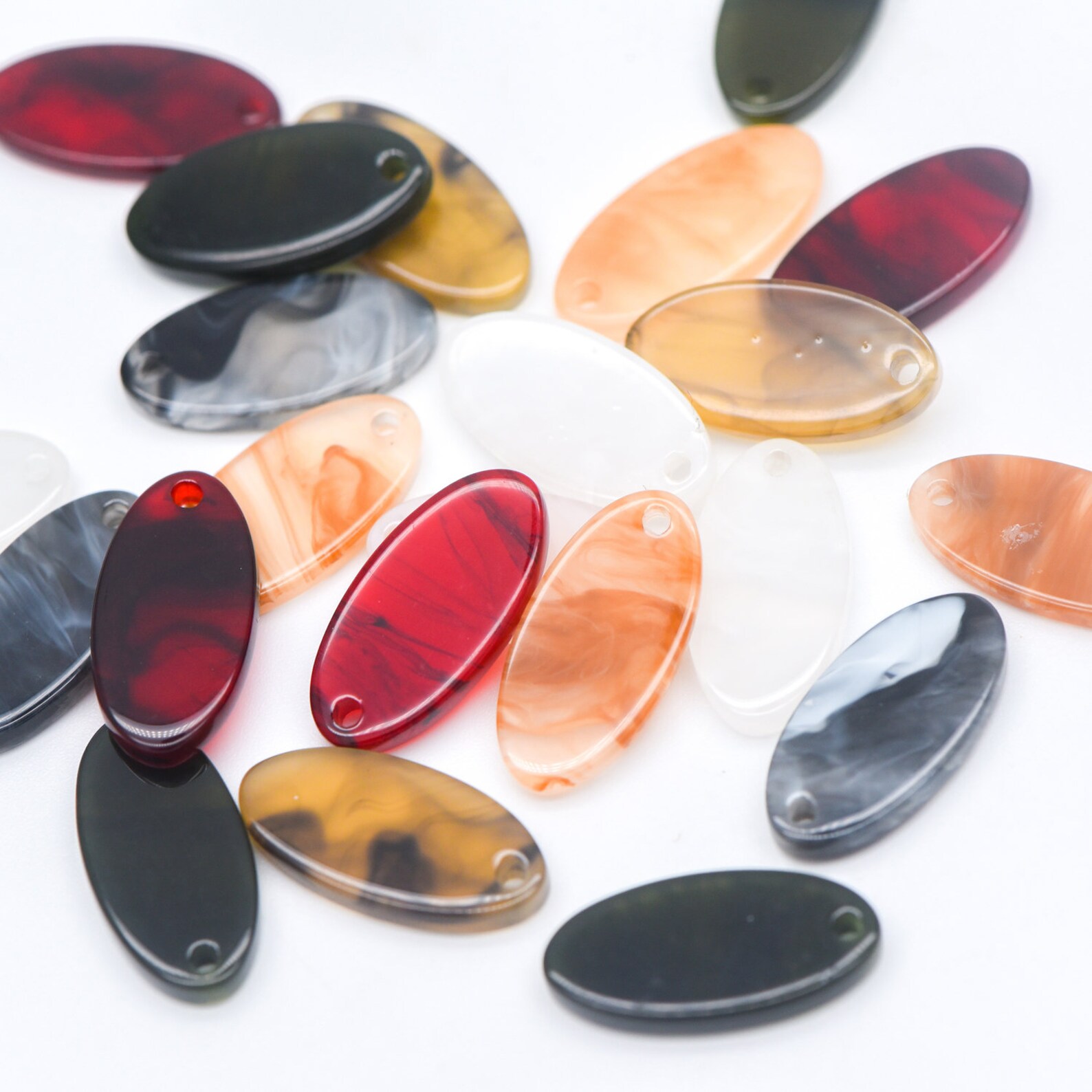20pcs Tortoise Shell Acetate Oval Pendants 19x10mm, Acrylic Craft ...