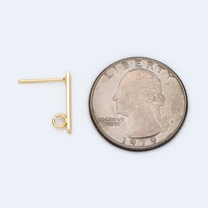 10pcs Rectangle Ear Posts With Loop, 18K Gold Plated Brass Stud ...