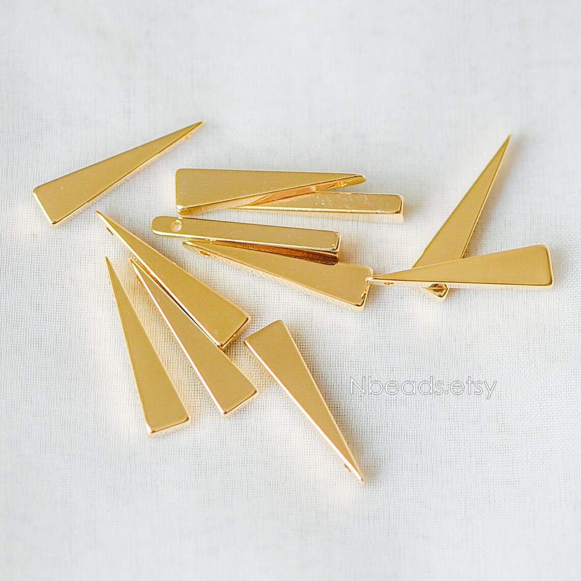 10pcs Gold Long Triangle Bar Charms 22mm, Gold Plated Brass Stick ...