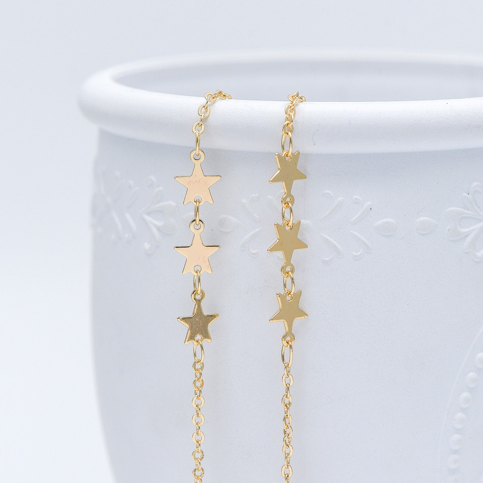 Gold Star Beaded Chain 6.6mm Gold Plated Brass Star Link - Etsy