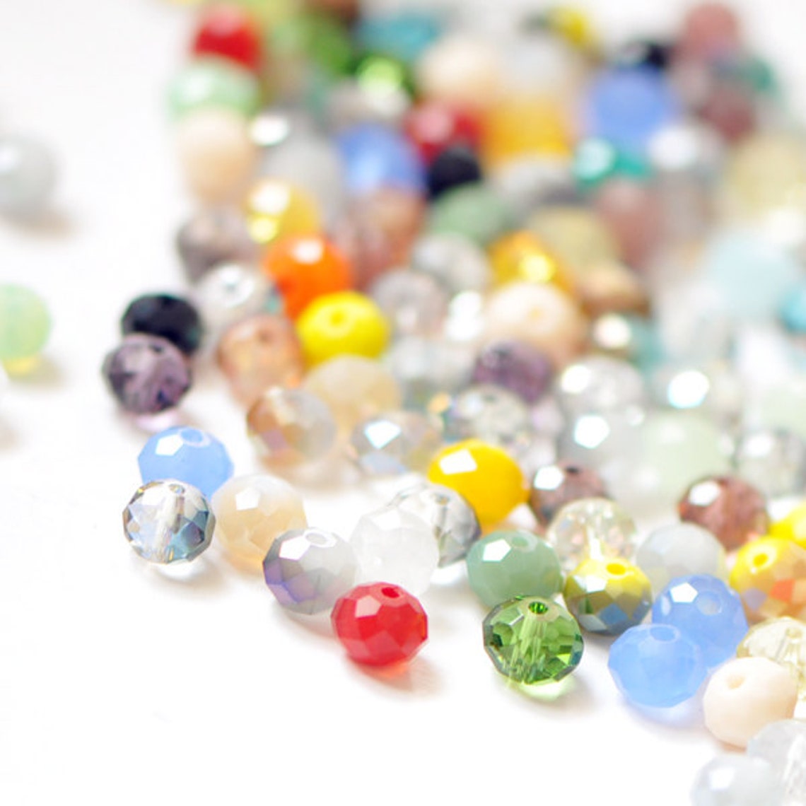 200pcs Rondelle Crystal Glass Faceted Beads 6x8mm Mix Set | Etsy