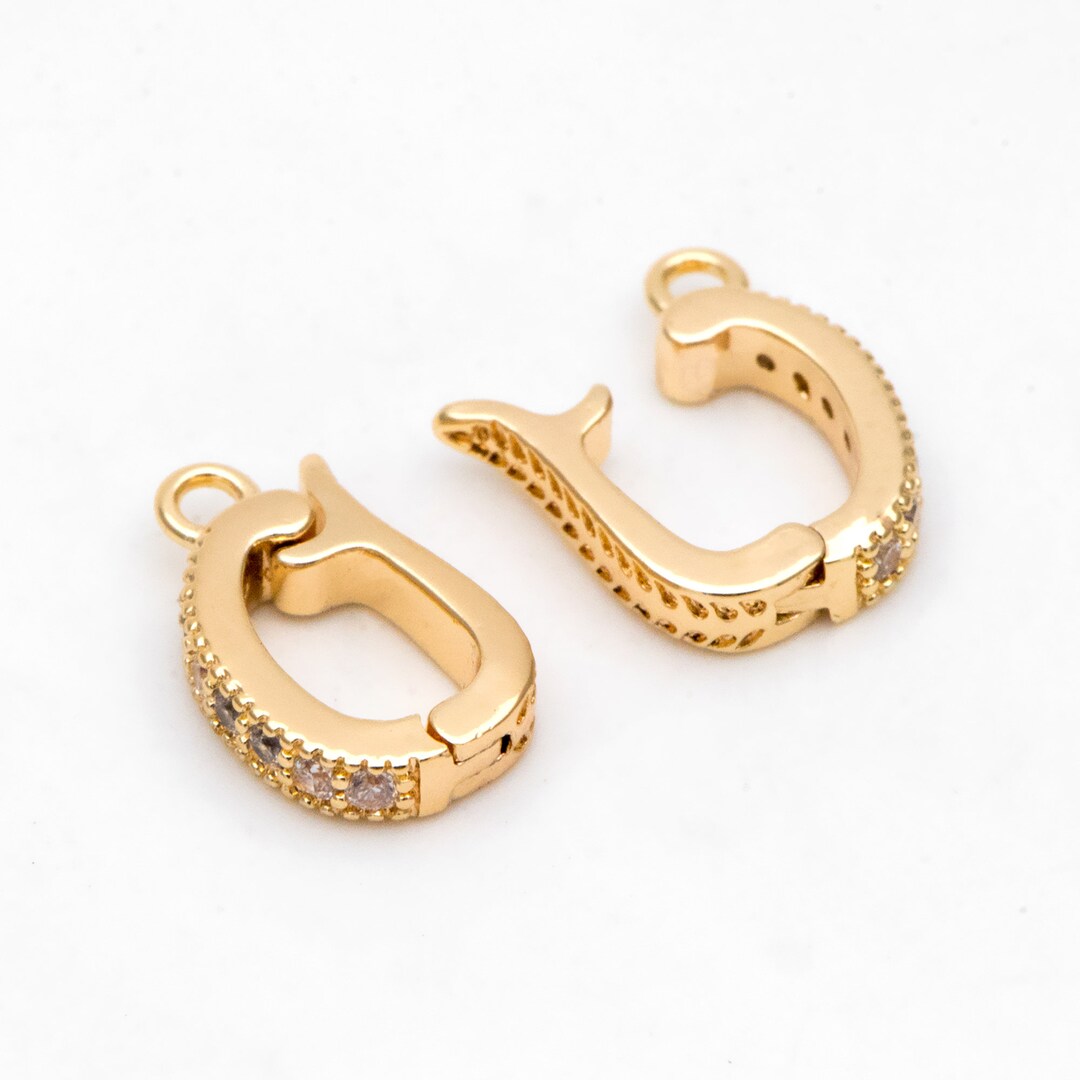 4pcs CZ Pave Gold Removable Bail, Gold Plated Brass, Pendant Enhancer ...