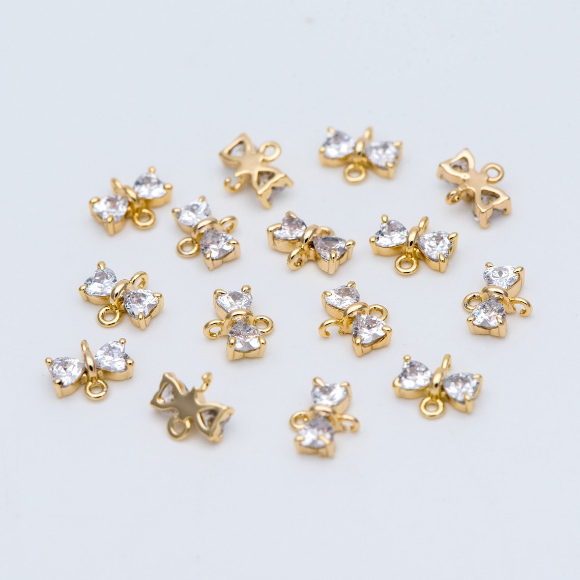 10pcs Gold Bow Knot Charm Connectors 6x7mm CZ Pave Tiny - Etsy