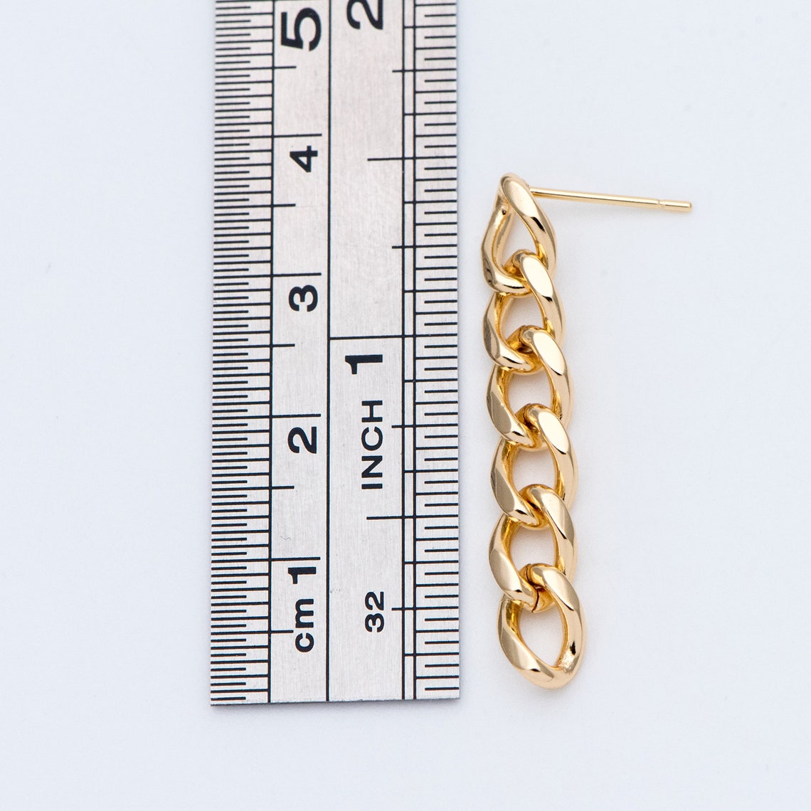 10pcs Chain Link Earring Studs 18K Gold Plated Brass - Etsy