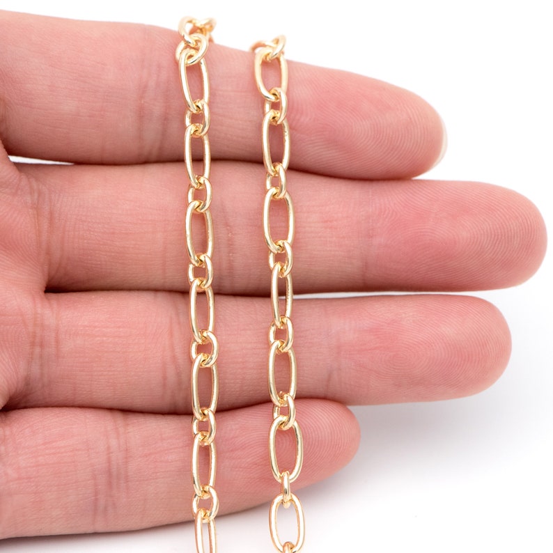 Gold Plated Brass Oval Cable Chains 4/ 4.7mm Figaro Chain - Etsy