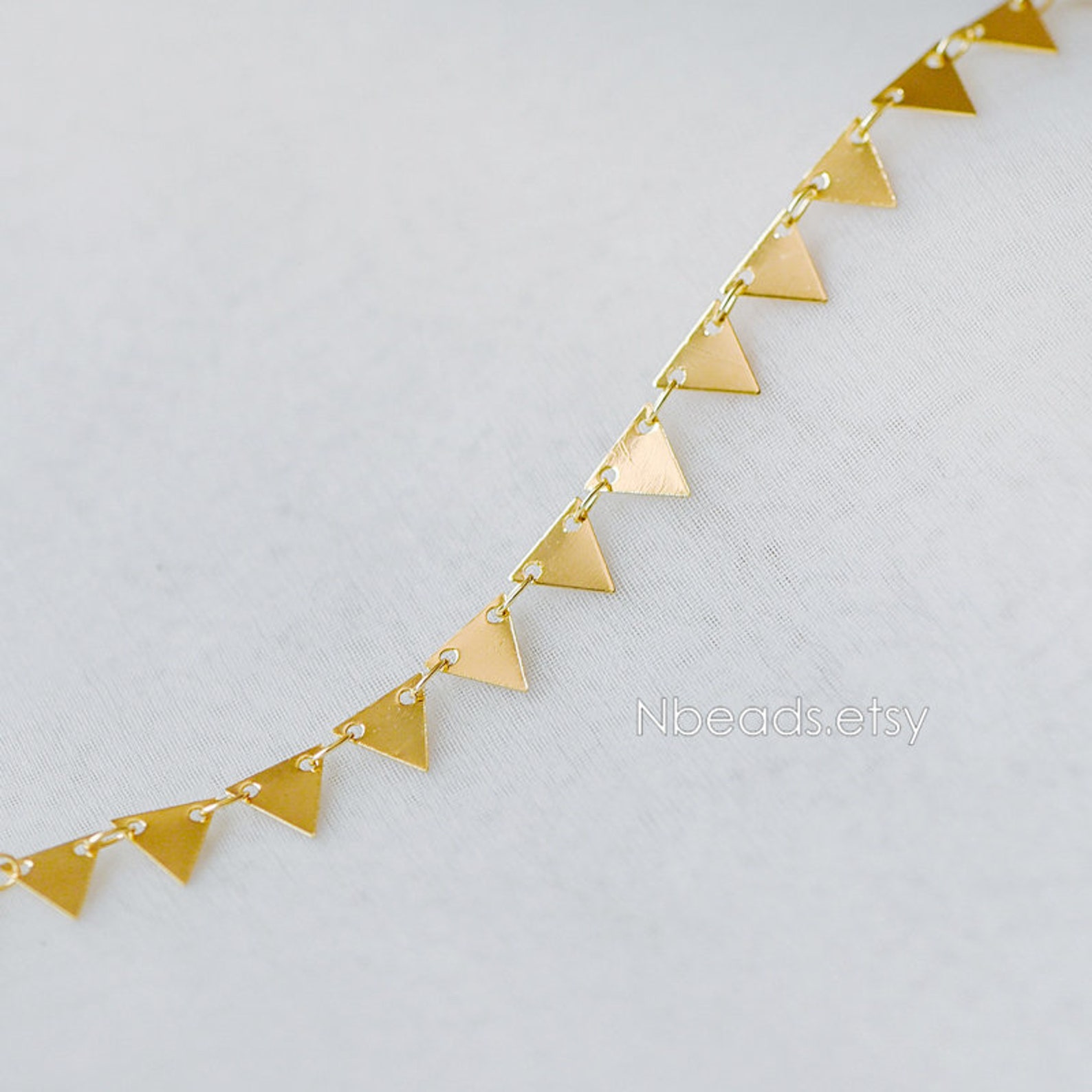 Gold Plated Brass Triangle Chains 7.5mm, Handmade Cable Link Geometric ...