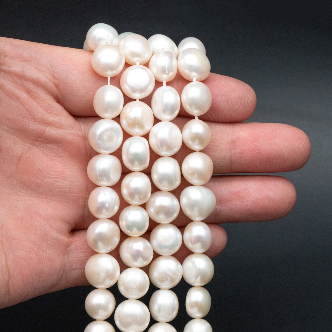 Freshwater Button Pearls 10mm, White Nugget Pearls, Natural Baroque ...