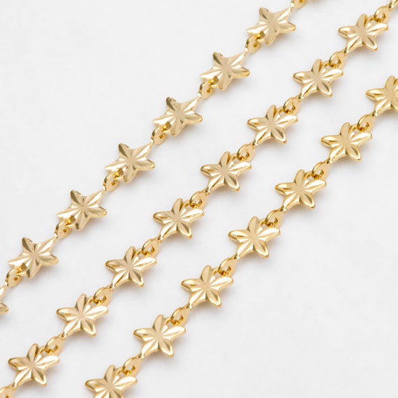 Gold Star Chain 18K Real Gold Plated Brass Chain Quality - Etsy