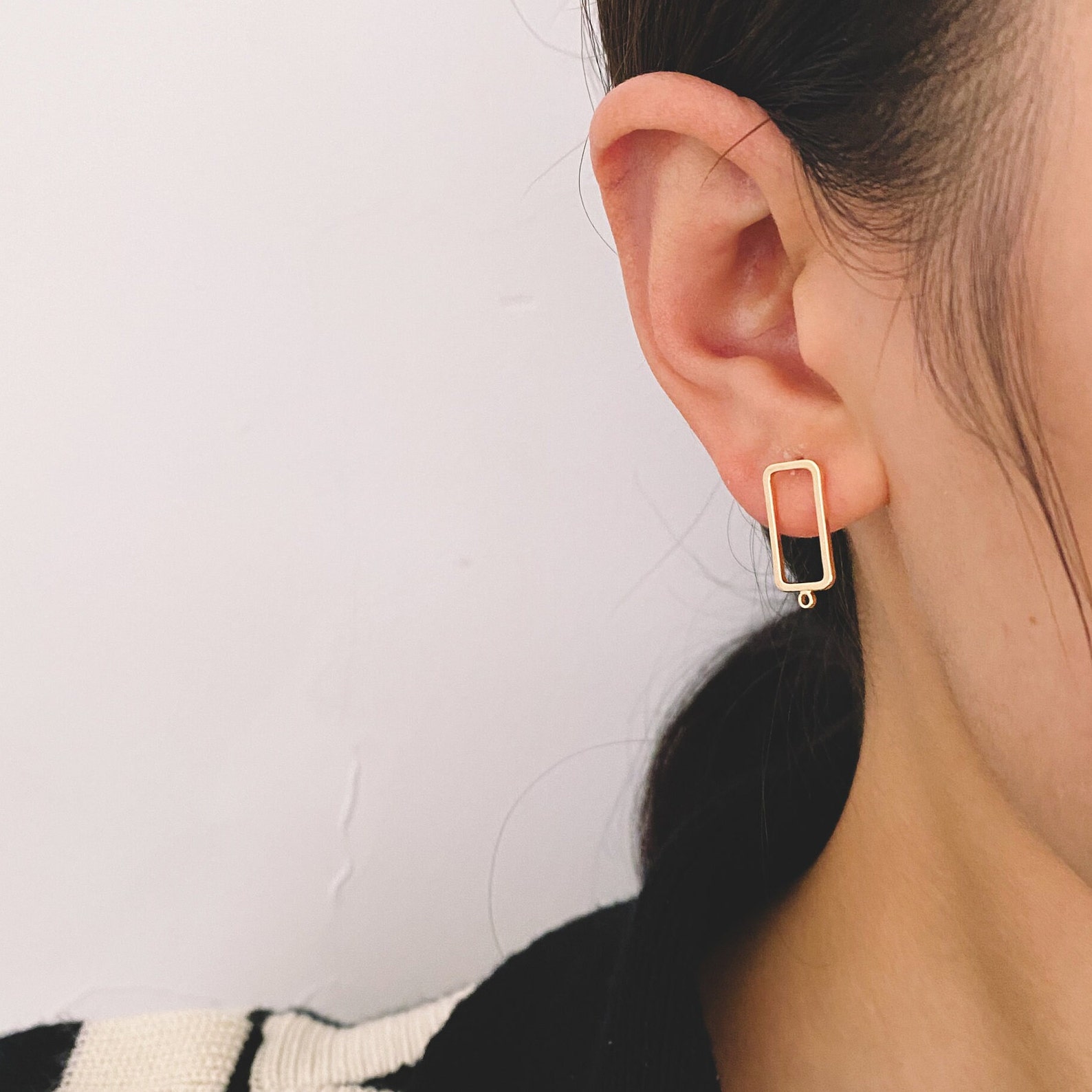 10pcs Rectangle Ear Posts With Loop 18K Gold Plated Brass - Etsy