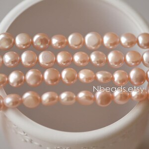 Freshwater Button Pearls 8mm, Peach Round Coin Pearl -(PL03-12)/ 15 ...