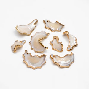 10pcs Natural Shell Charms, Gold Plated Shell Pendants, Natural Unique ...