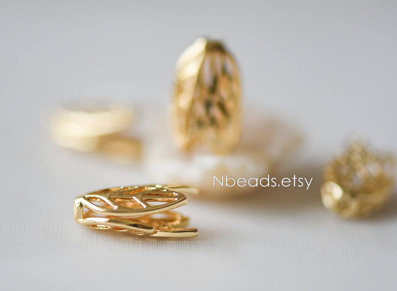 10pcs Gold Flower Bead Caps 16mm, Gold Plated Brass Tulip Tassel Caps ...