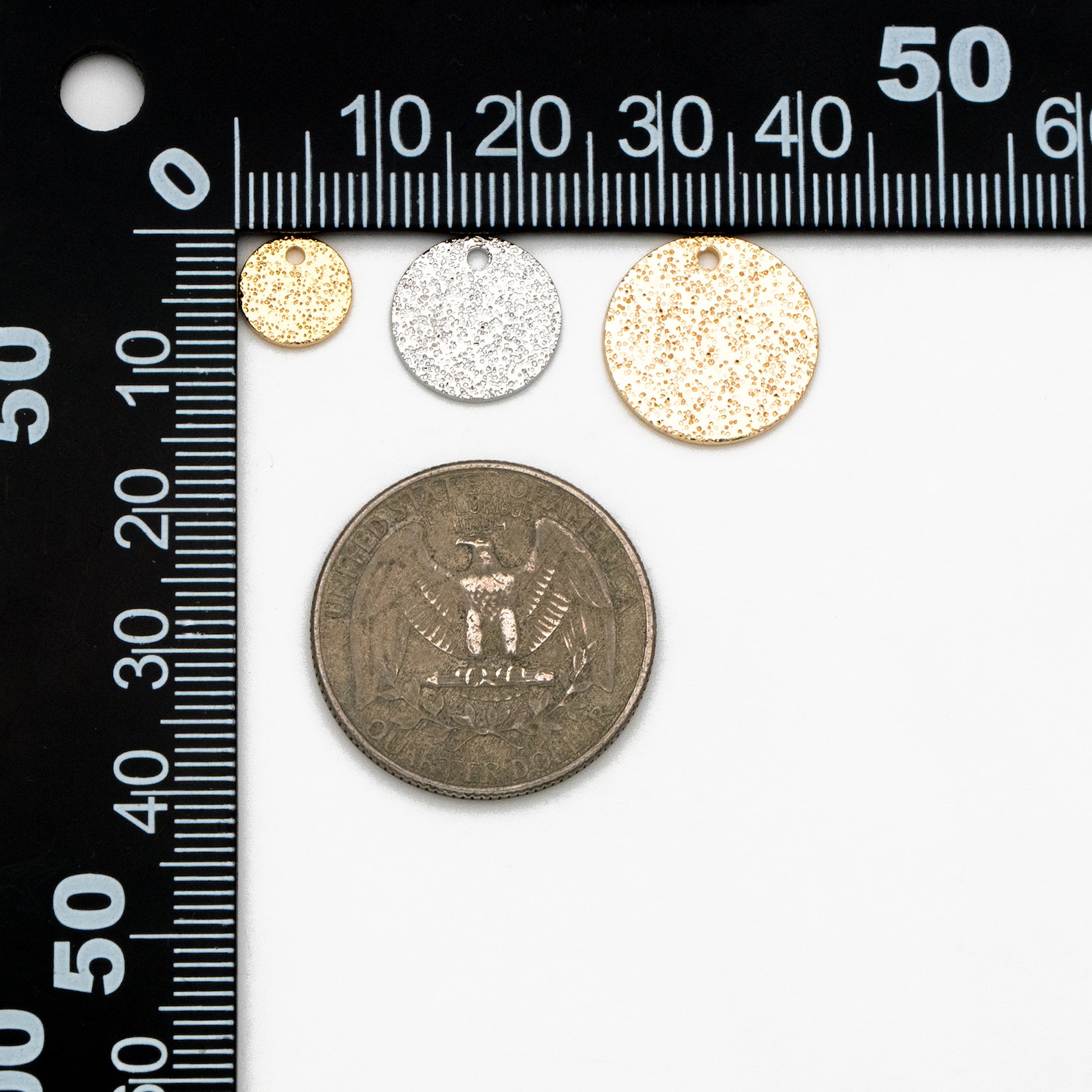 10pcs Gold/ Silver Tone Round Disc Charms 8/ 12/ 15mm, Gold/ Rhodium ...