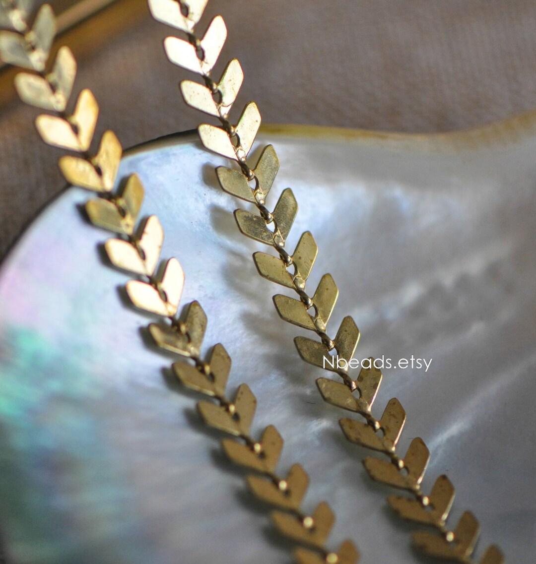 Unplated Raw Brass Designer Arrow Chain 6.5mm, Flat Chevron Chain ...