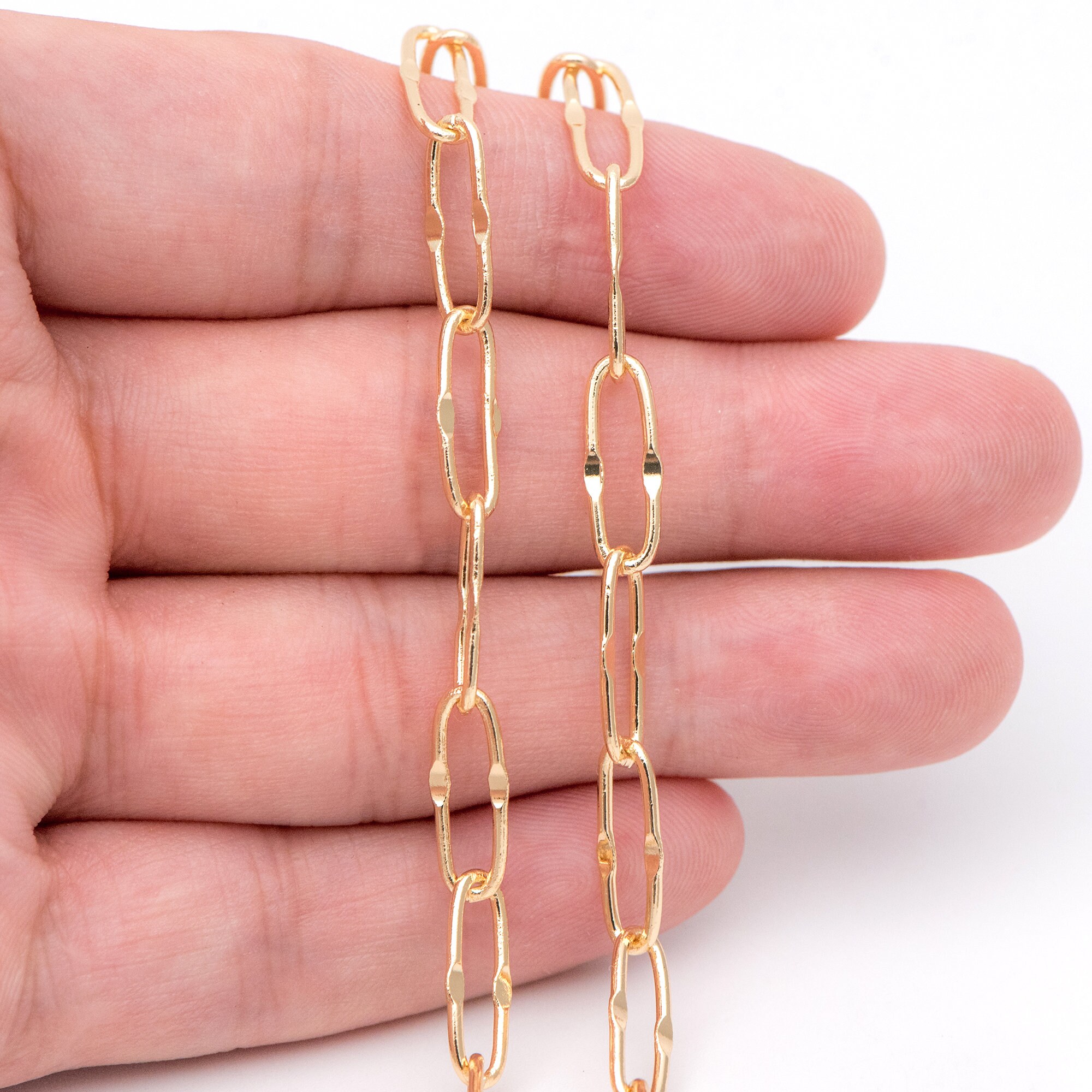 Gold Plated Brass Cable Chains Long Oval Link - Etsy