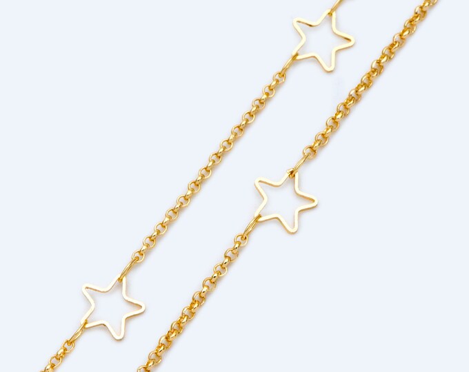 Star Chain 18K Gold Plated Brass Bulk Small Cable Chain | Etsy