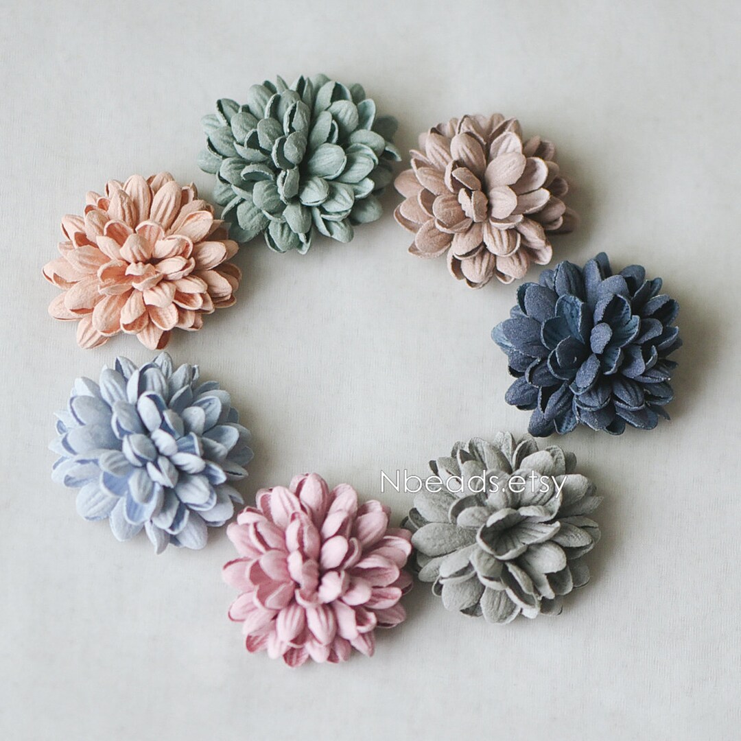 7pcs Handmade Fabric Flowers 45mm Large, Mix 7 Colors Wholesale FB-005 ...