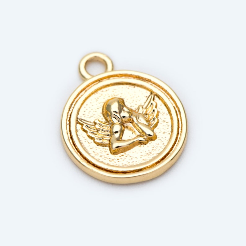 10pcs Baby Angel Coin Pendant 12mm 18K Gold Plated Brass - Etsy