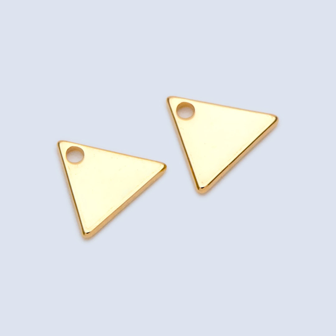 10pcs Gold Plated Brass Triangle Charms 8.6mm, Geometric Triangle Disc ...