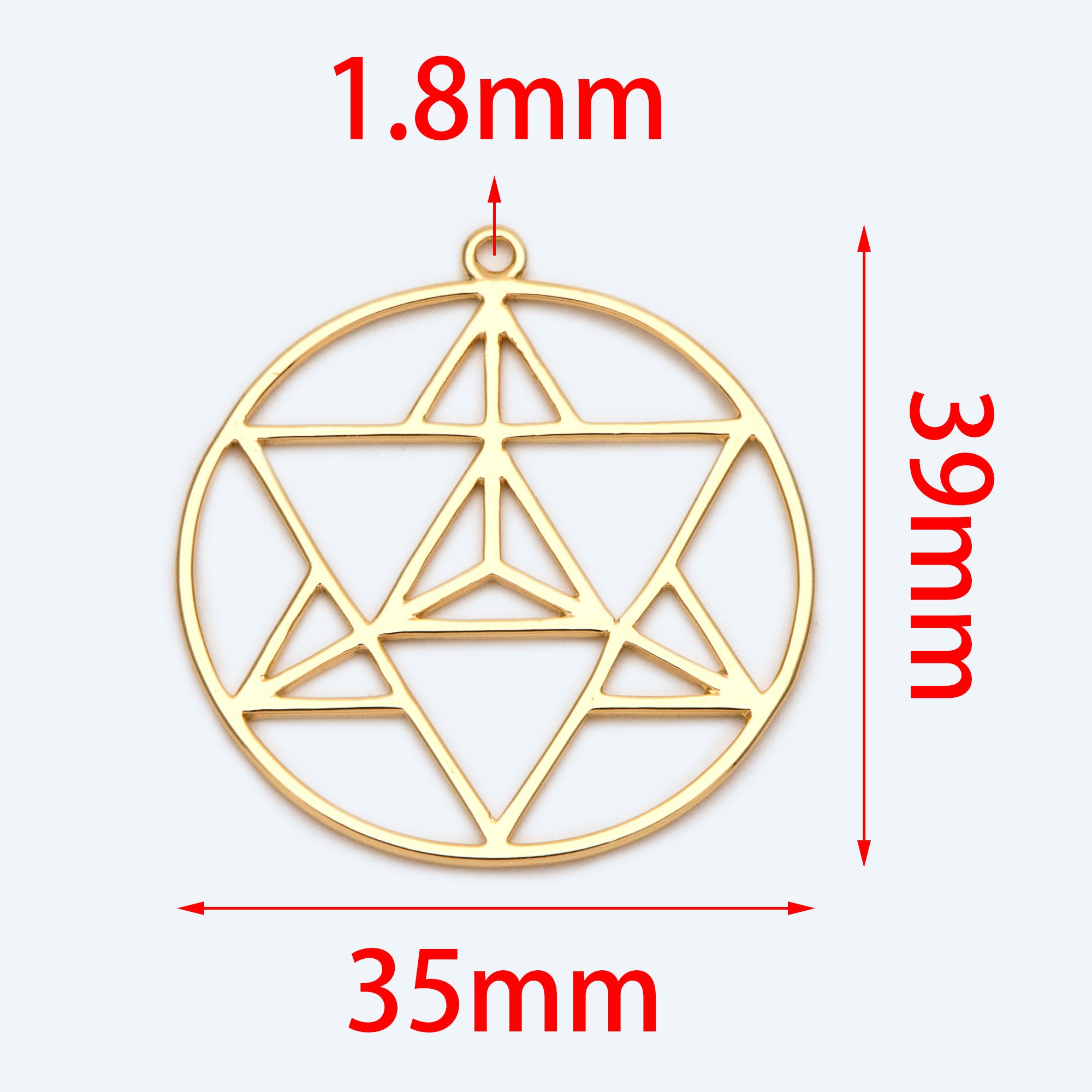 4pcs Gold Star Pendants 35x39mm, 18K Gold Plated Brass, Geometric Round ...