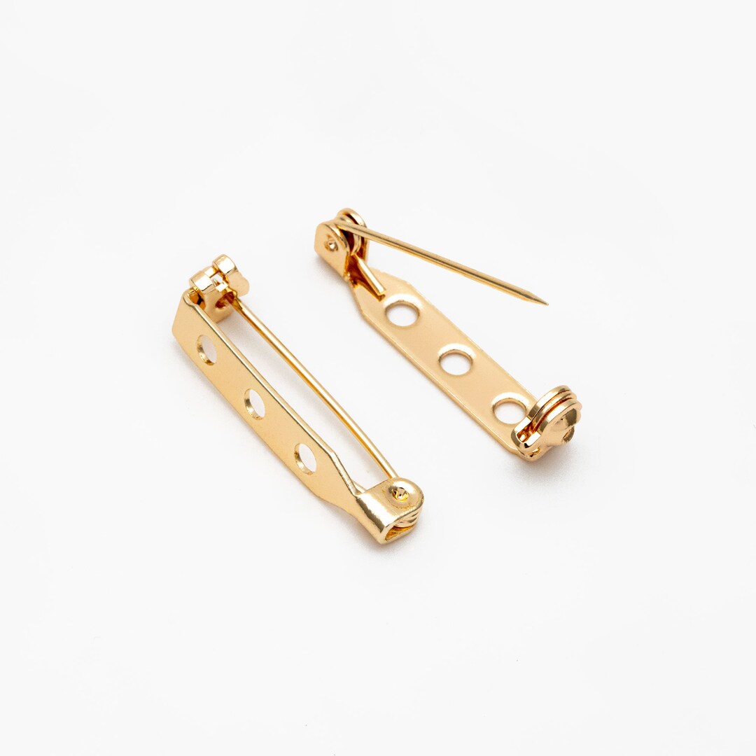 10pcs Gold Brooch Pin Blanks, Flat Pad Cabochon Blanks 27mm, Gold ...