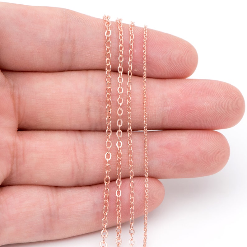 Dainty Rose Gold Flat Oval Cable Chains Real Gold Plated - Etsy