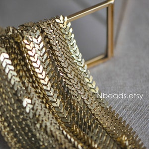 Unplated Raw Brass Designer Arrow Chain 6.5mm, Flat Chevron Chain ...