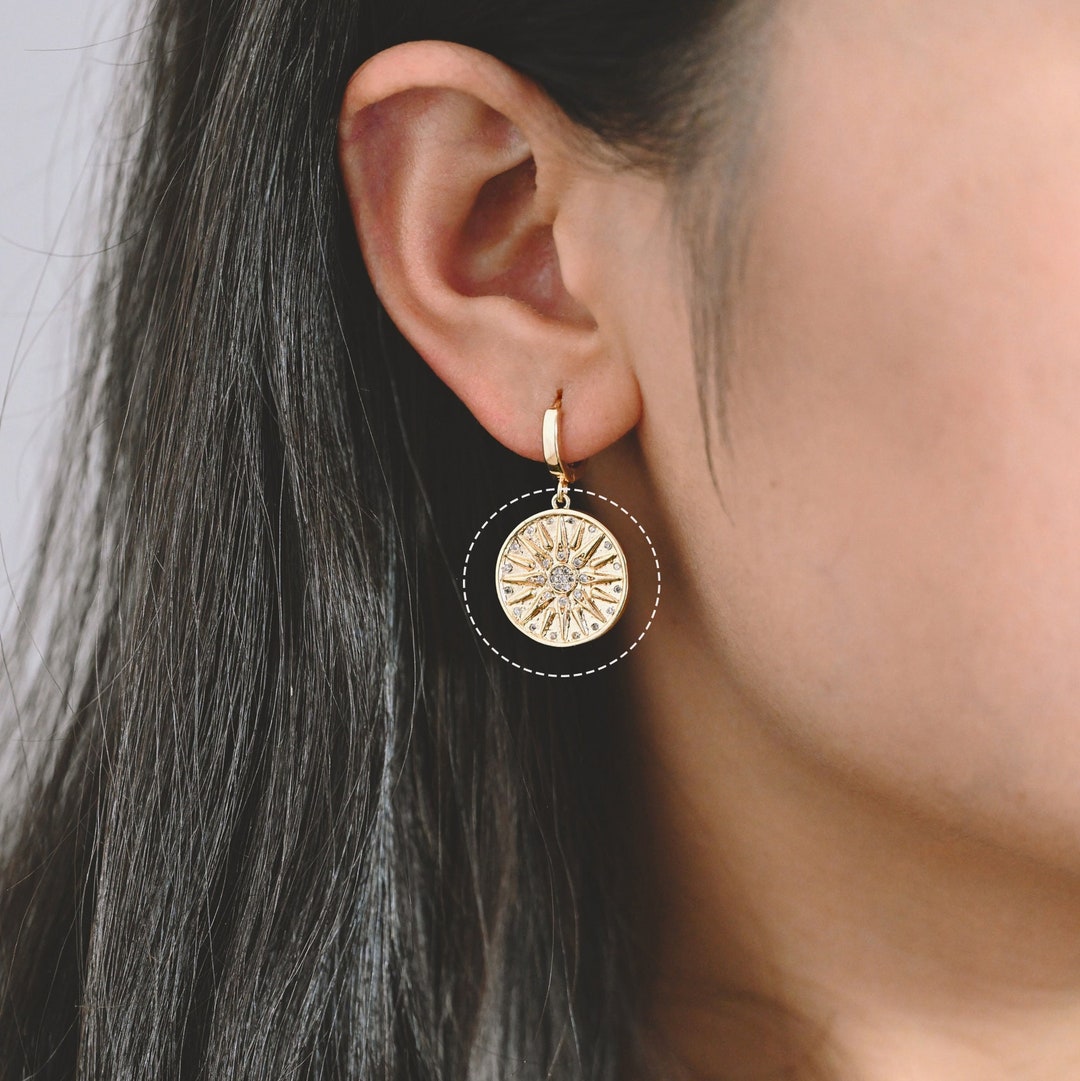 4pcs Gold Sun Disk Charms 20x18mm, 18K Gold Plated Brass, CZ Pave Sun ...