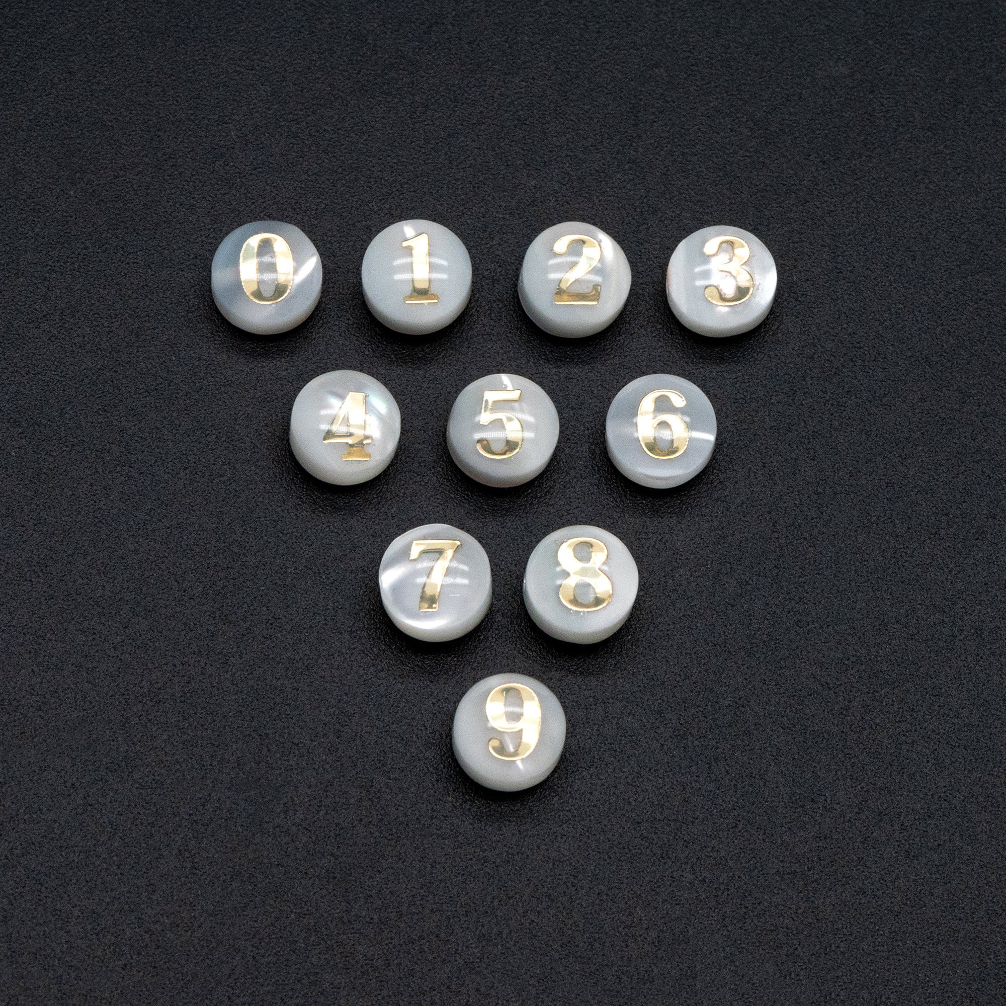 6mm Natural Shell With Gold Number Beads- Coin Puff Spacer - Double ...