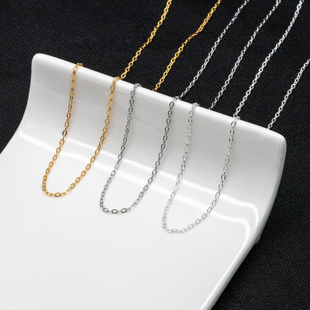 Adjustable Sterling Silver Necklace, 1.4mm Dainty Cable Chain, Gold ...